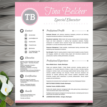 Resume Template + Cover Letter and Reference - EDITABLE (Pink + Light ...