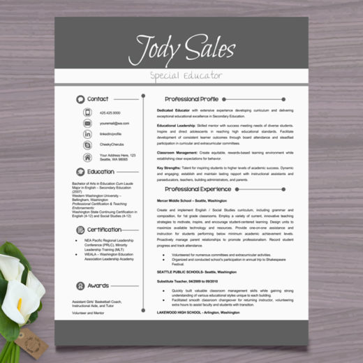 Resume Template - Gray - The CheekyCherubs
